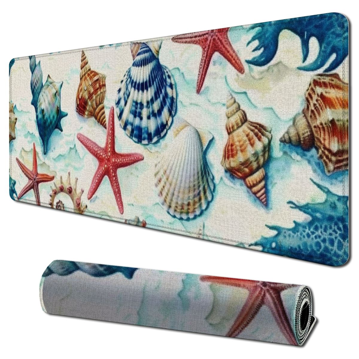 Erxjss Large Gaming Mouse Pad Long Desk Mat Seashells Beach Starfish ...