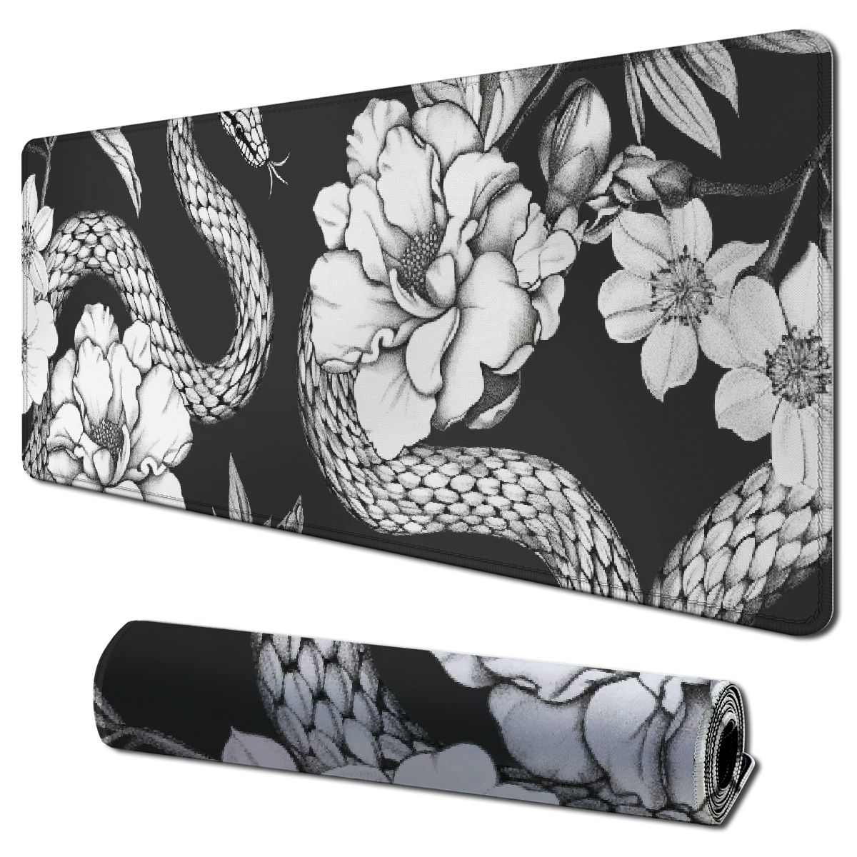 Erxjss Large Gaming Mouse Pad Long Desk Mat Snake Floral Pattern Big ...
