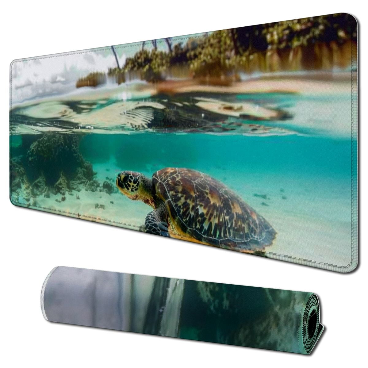 Erxjss Large Gaming Mouse Pad Long Desk Mat Tropical Sand Beach Palm ...