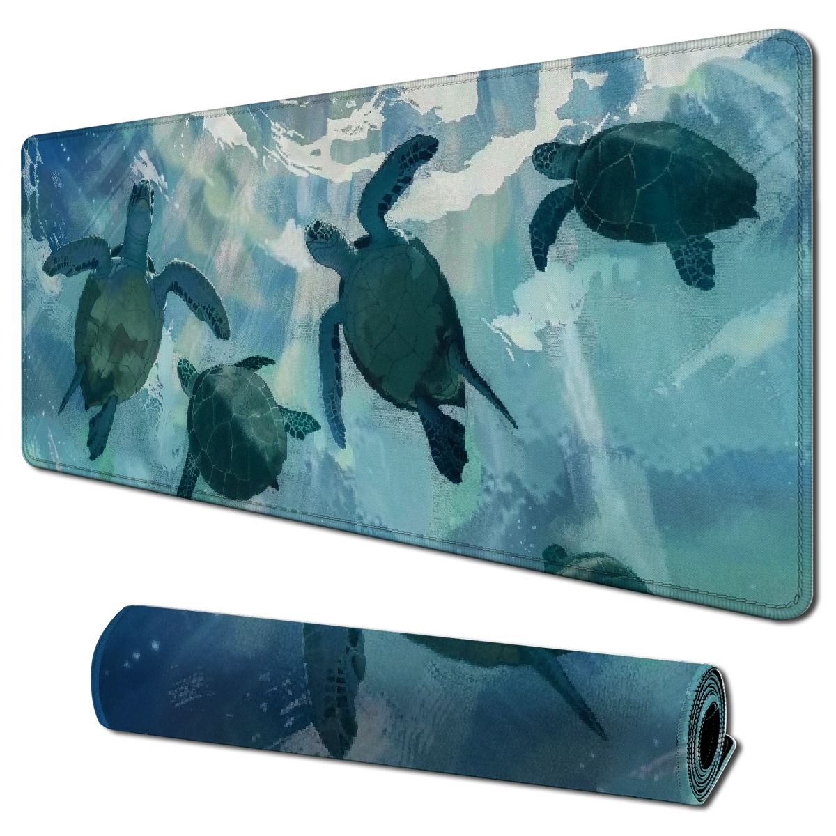 Erxjss Large Gaming Mouse Pad Long Desk Mat Watercolor Sea Turtle ...