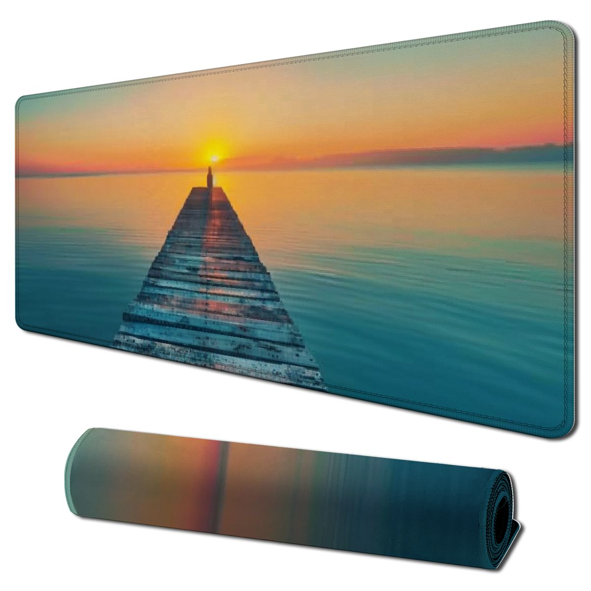 Erxjss Large Gaming Mouse Pad Wooden Bridge Sea Beach Extended Mouse ...