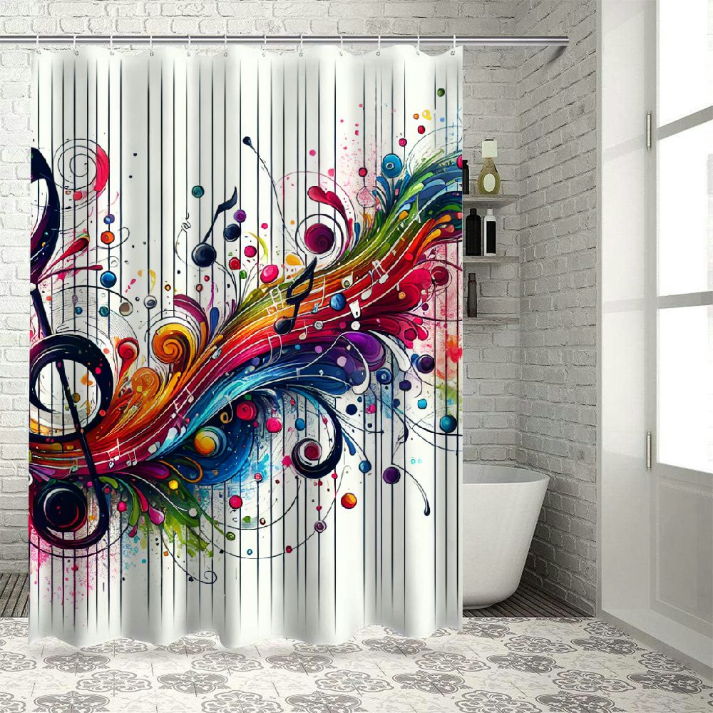 Erxjss Music Shower Curtain, Colorful Art with Musical Notes and ...