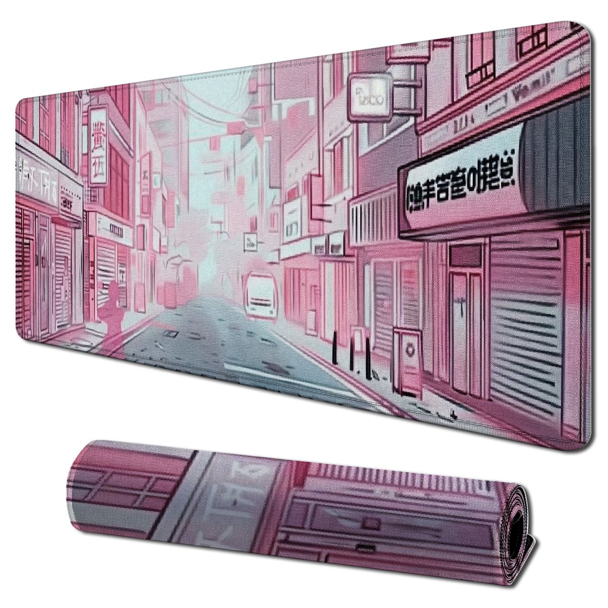 Erxjss Pink Desk Mat Tokyo Street Desk Mat Japanese Mouse Pad Large ...