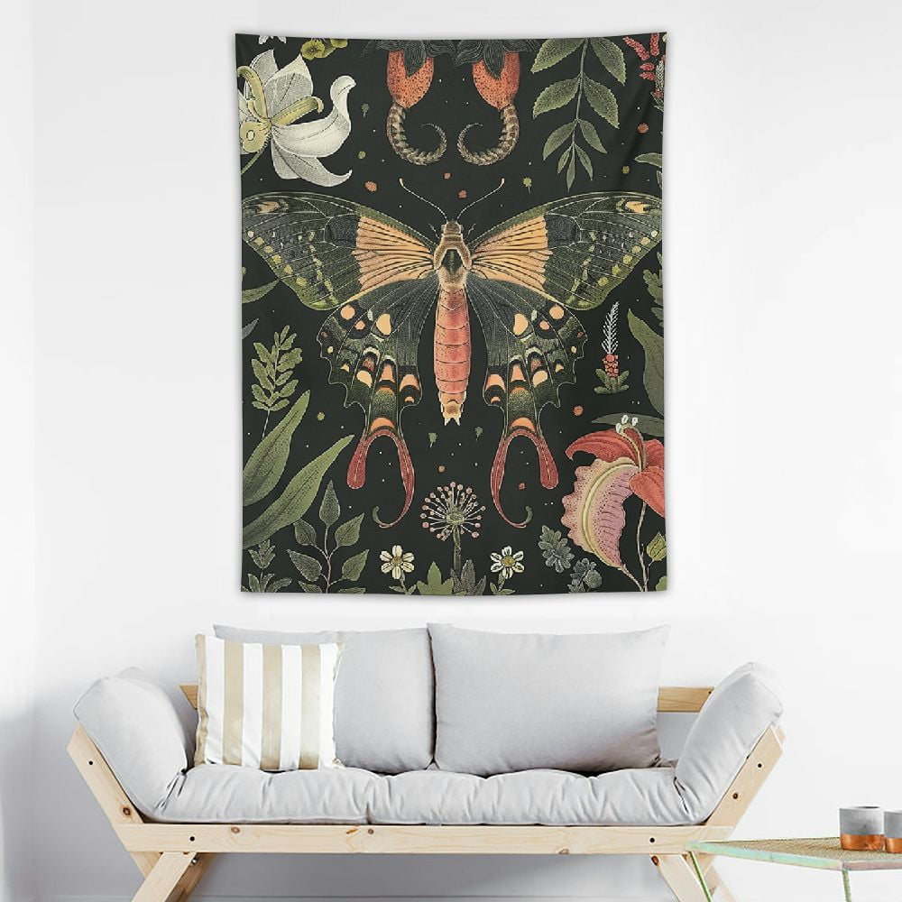 Erxjss Plant Tapestry, Moth Tapestry Aesthetic Room Decor, Nature Moon ...