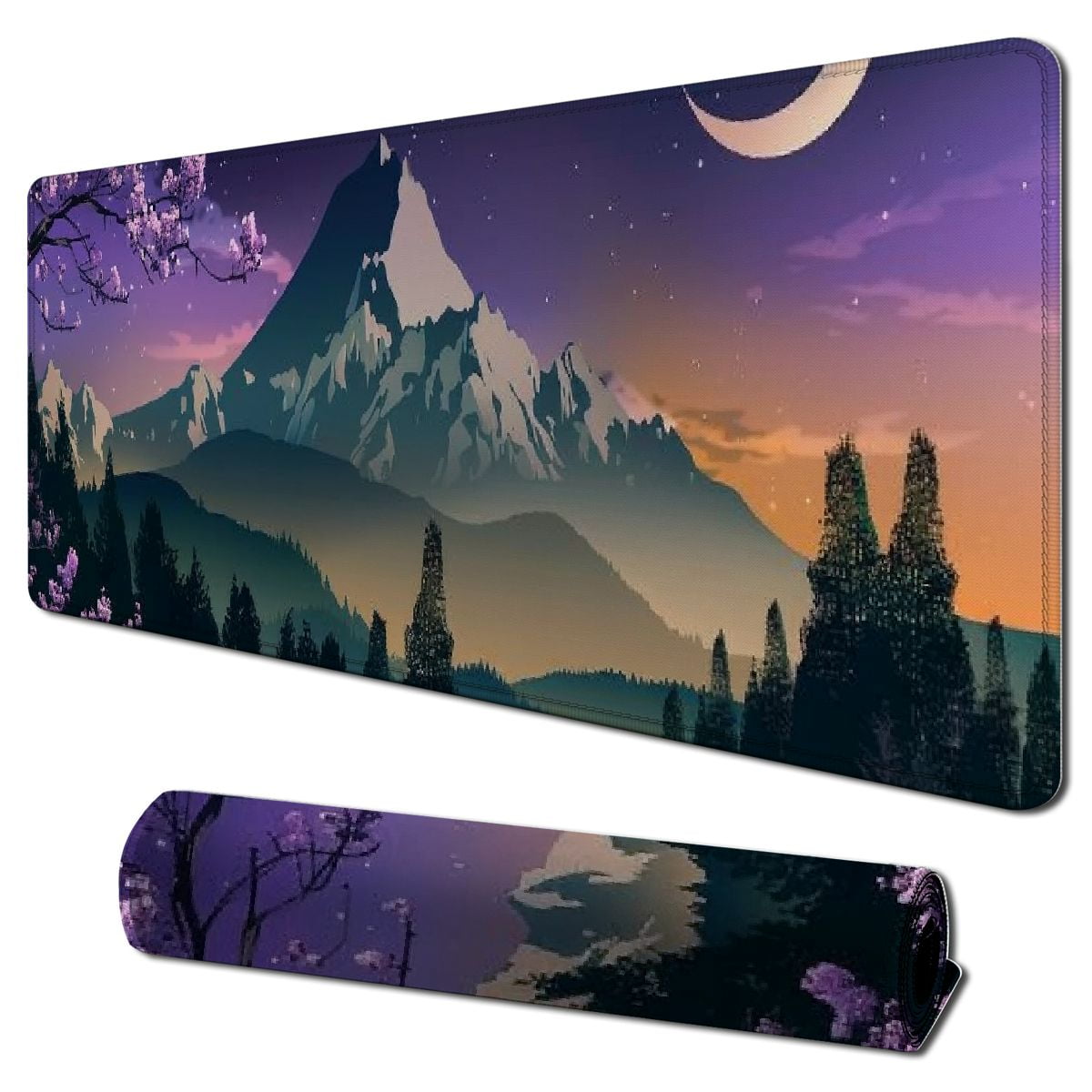 Erxjss Purple Desk Mat Japanese Desk Pad Cute Fuji Mountain Gaming ...