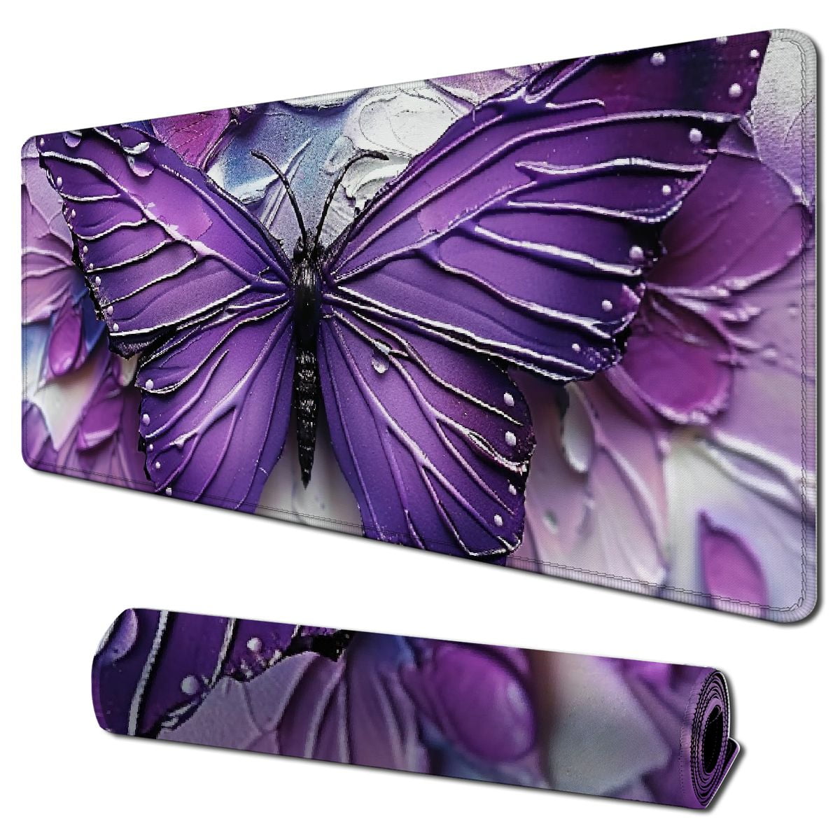 Erxjss Purple Oil Painting Butterfly Mouse Pad Long Computer Mouse Mat ...