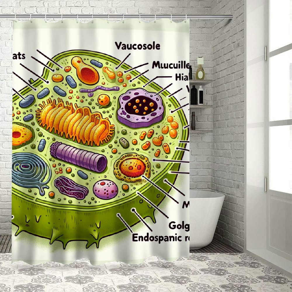 Erxjss Science Shower Curtain, Chart Showing Plant Cell Components in ...