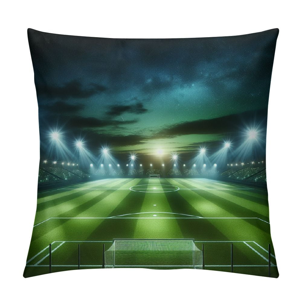 Erxjss Soccer Field Print Decorative Throw Pillow Covers Corduroy ...