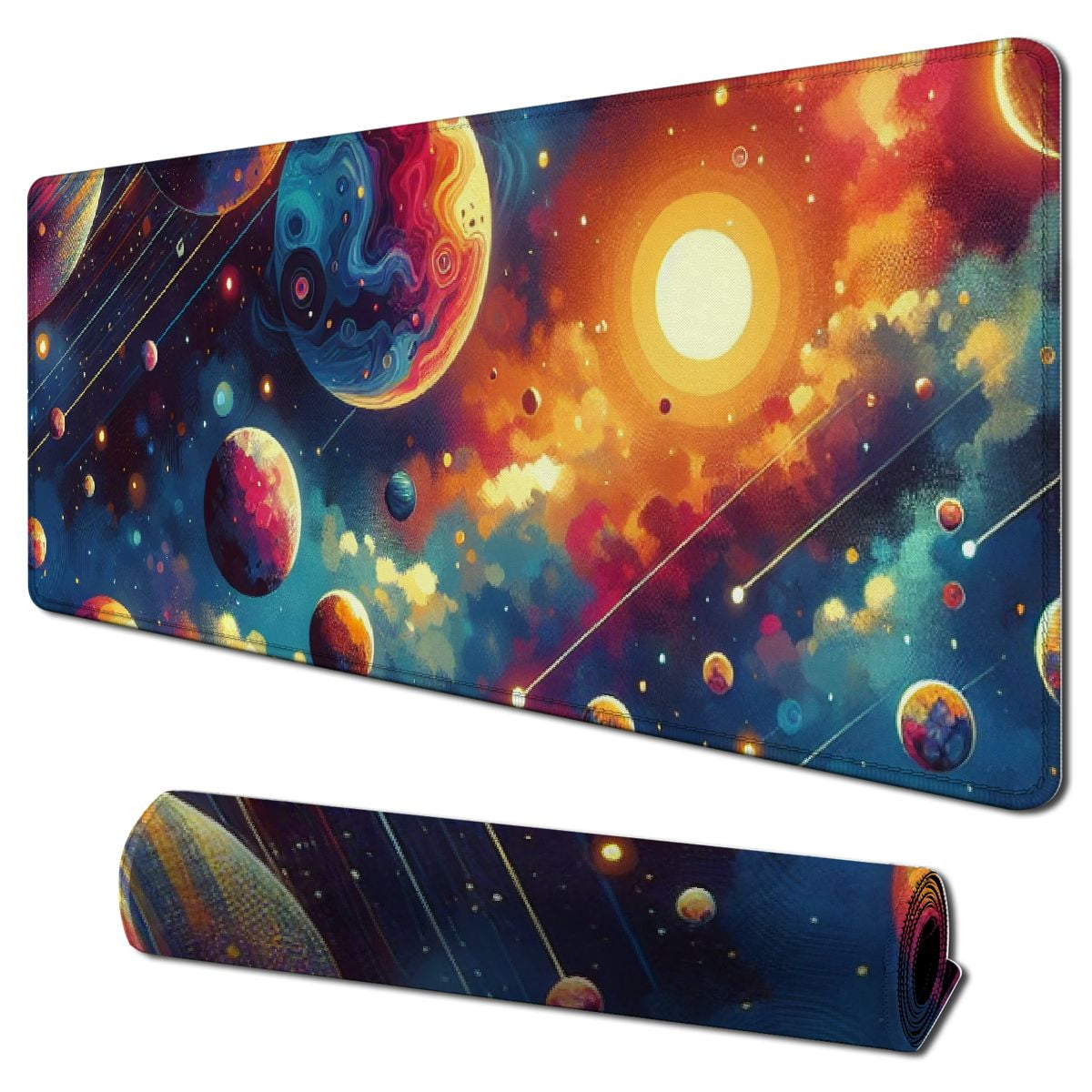 Erxjss Space Planet Desk Mat Cute Large Purple Gaming Mouse Pad Kawaii ...