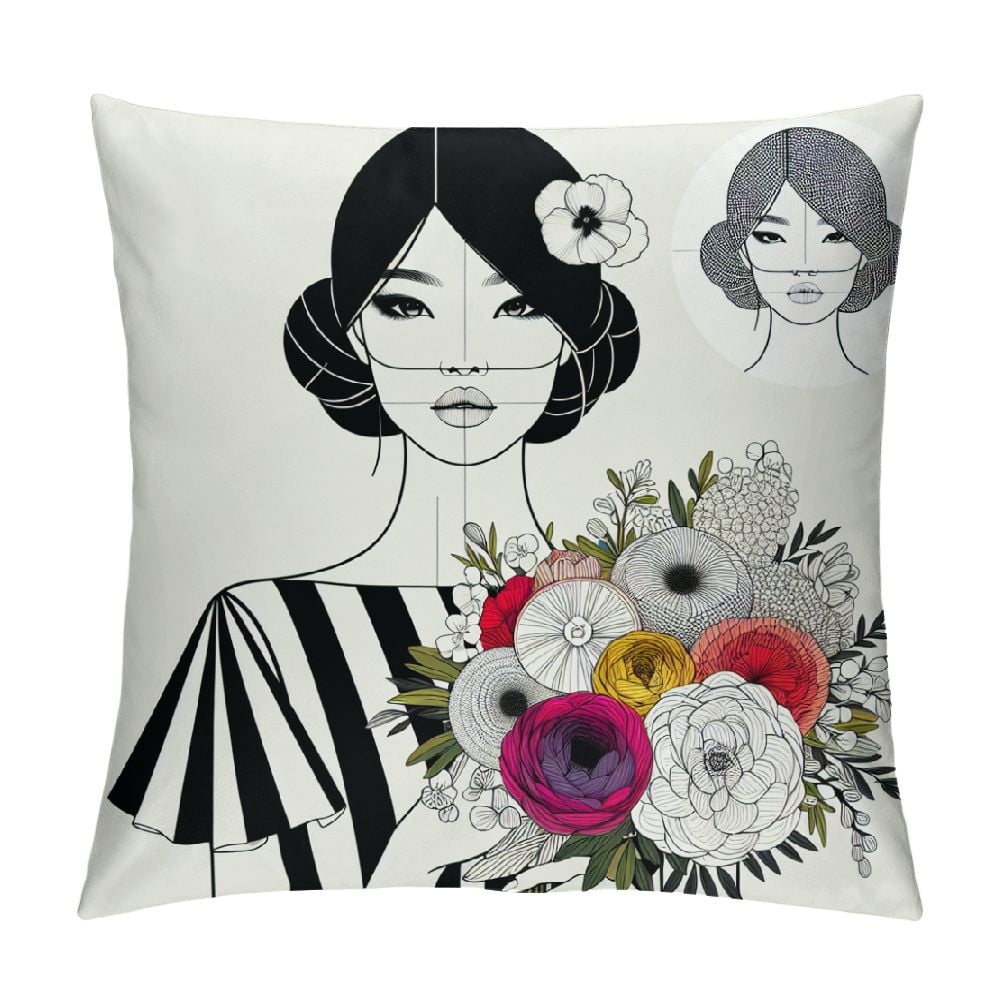 Erxjss Spring Cushion Covers Floral Dog Striped Abstract Modern Design ...