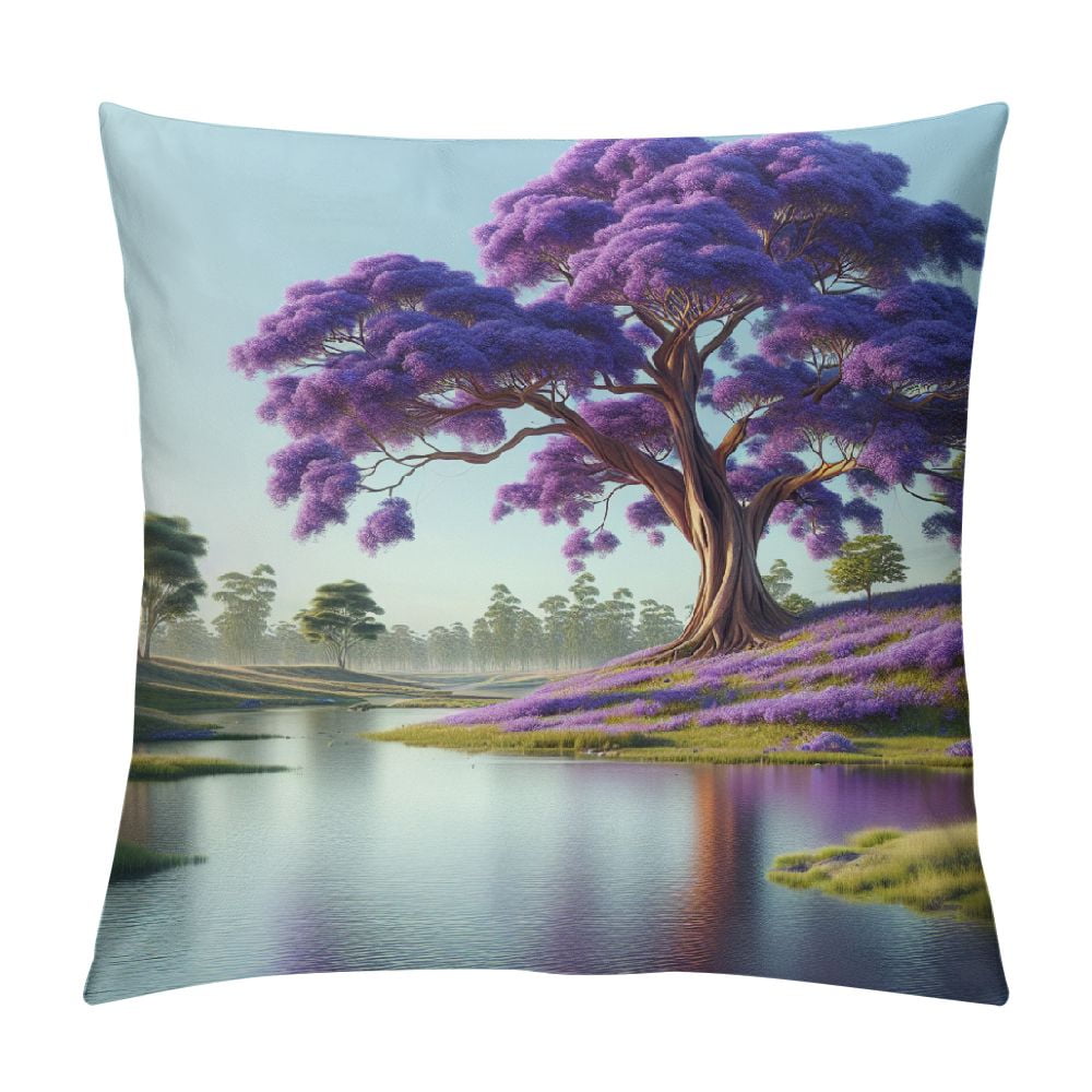 Erxjss Spring Cushion Covers Lake Cloud Tree Grass Nature Flower ...