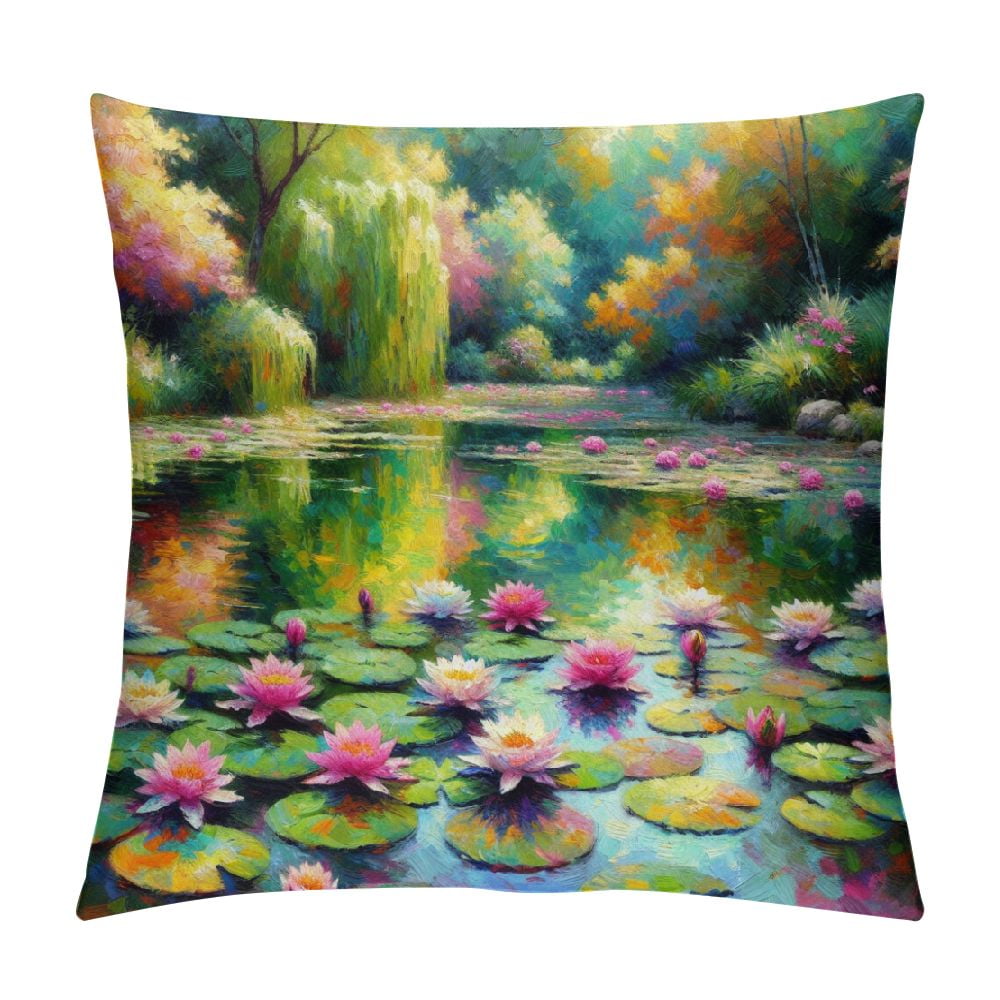 Erxjss Spring Cushion Covers Lake Leaves Graffiti Seasonal Forest Theme ...