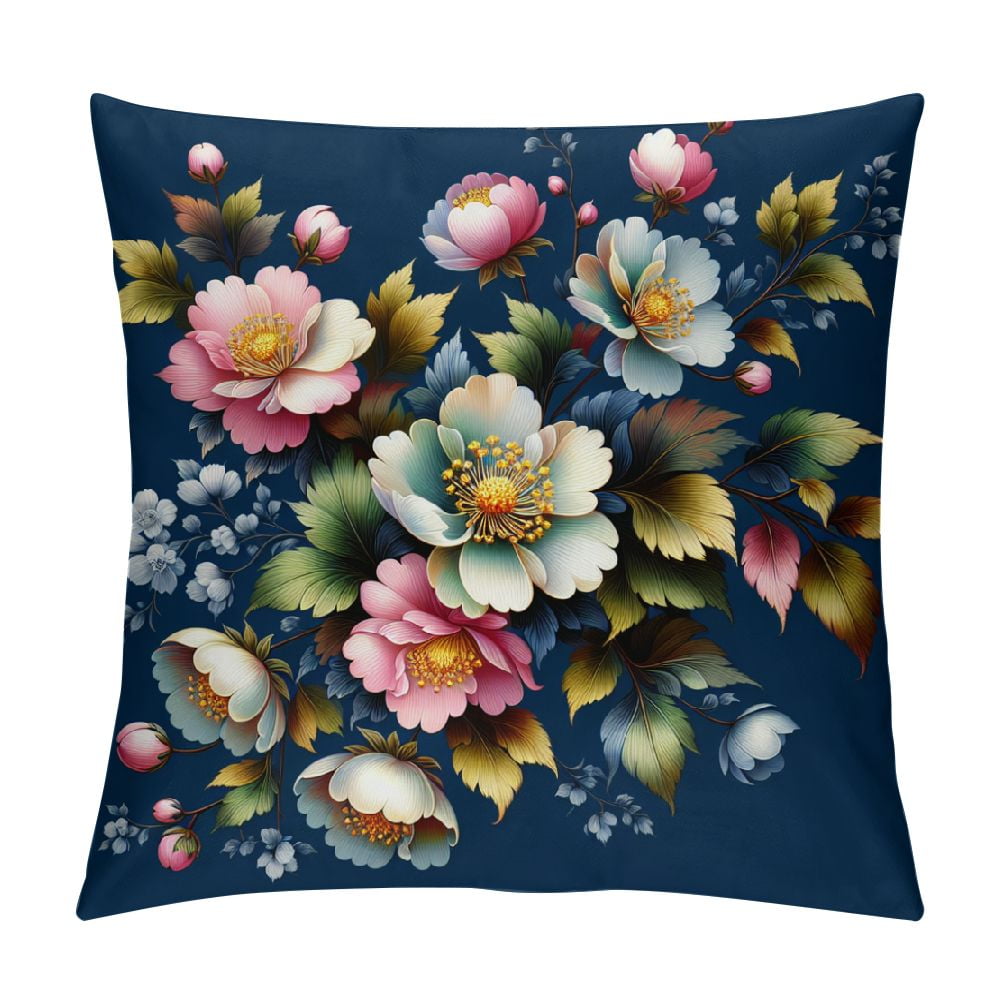 Erxjss Spring Cushion Covers Peach Colorful Retro Farm Farmhouse Flower ...