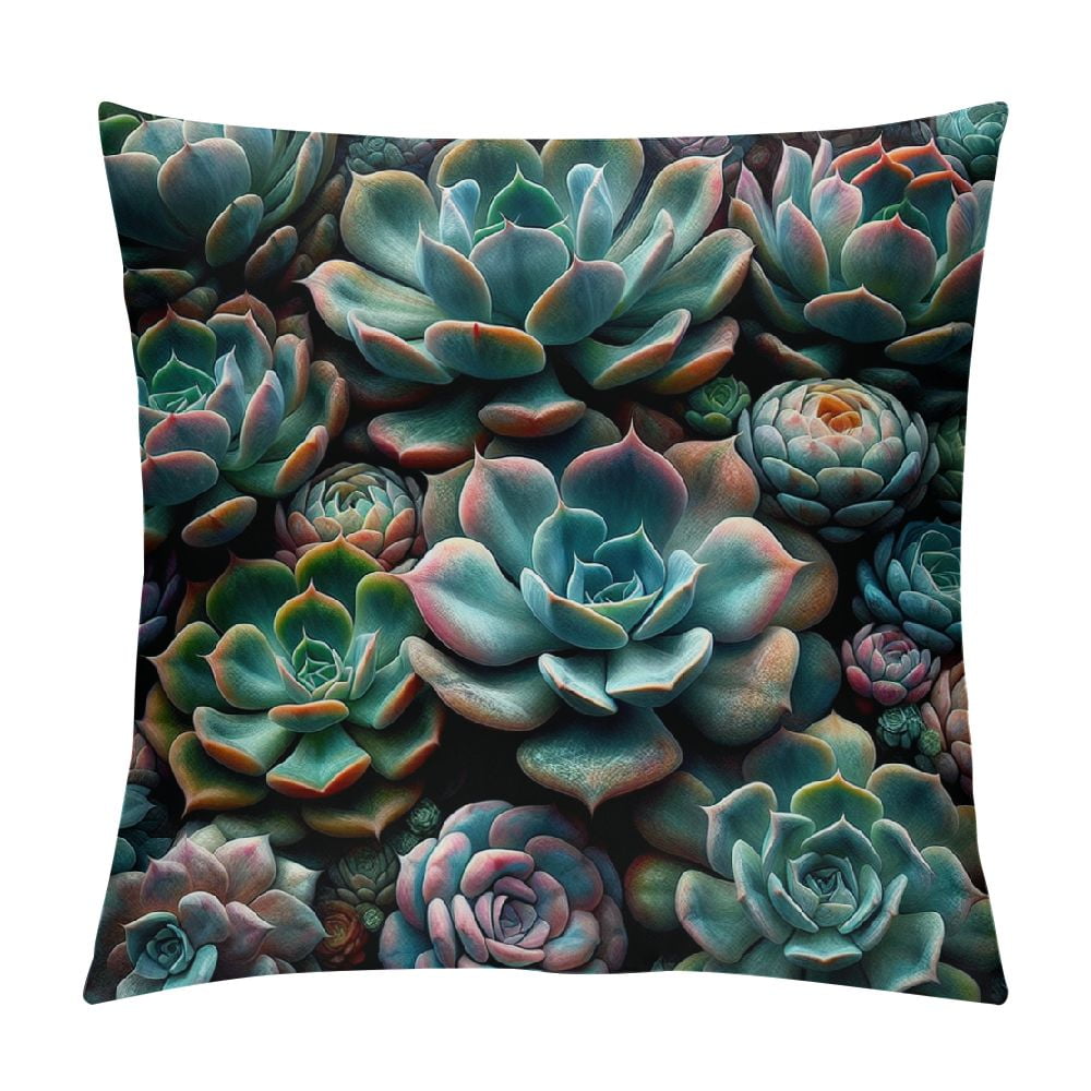 Erxjss Spring Cushion Covers Succulents Plants Colorful Floral Theme ...