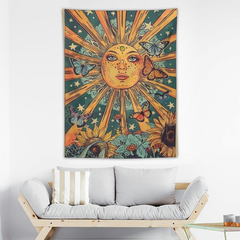 Erxjss Tapestry Cute Card Tapestries 3 Pack Sun Moon Star Green Floral ...