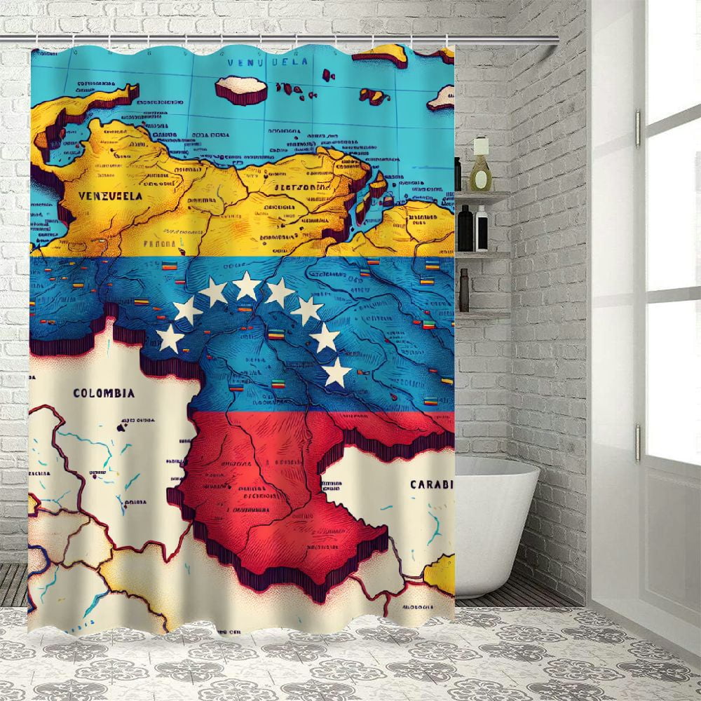 Erxjss Venezuela Shower Curtain, Colorful and Detailed Map Illustration ...