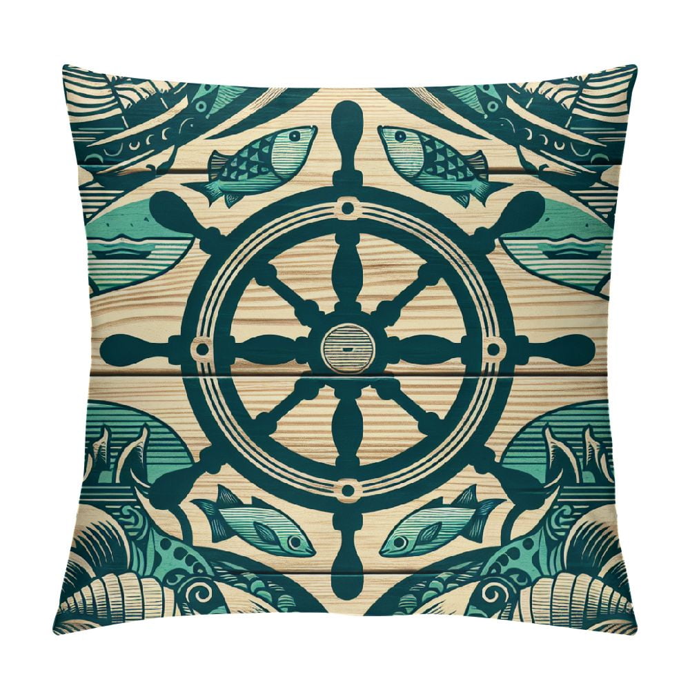 Erxjss Vintage Ocean Throw Pillow Covers Nautical Beach Series and ...