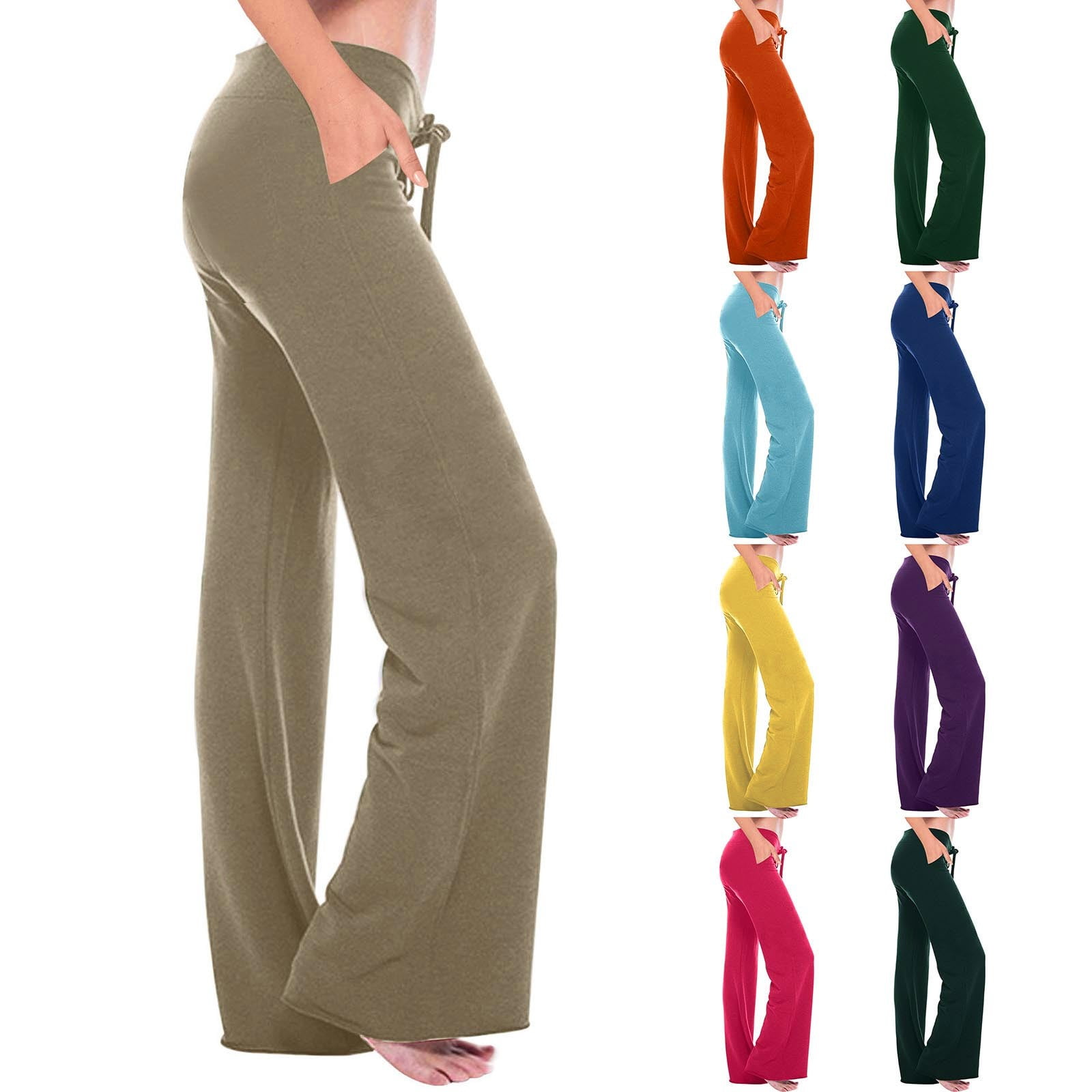 Eryao Baggy Drawstring Pants Women Lightweight Elastic High Waisted ...