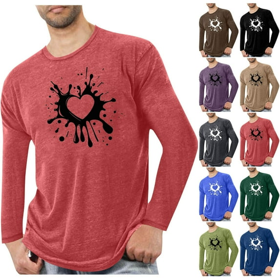 Eryao Big and Tall Funny Valentine's T Shirt Men's Long Sleeve Love ...