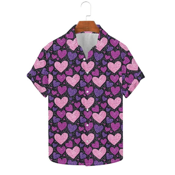 Eryao Big and Tall Valentine's Day Shirt Men Short Sleeve Button Down ...