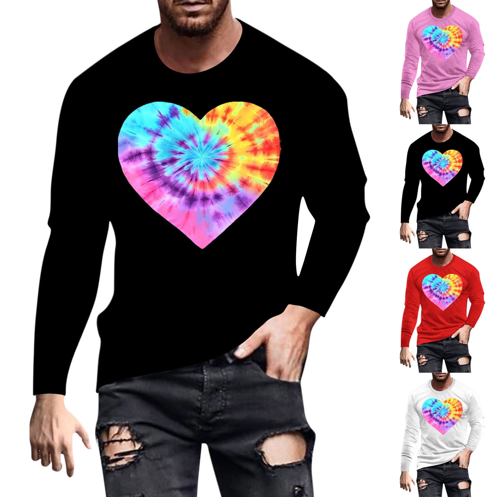 Eryao Funny Valentine T Shirts for Big and Tall Men Long Sleeve Graphic ...