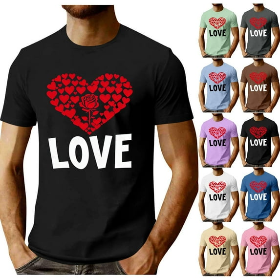 Eryao Funny Valentine Tees Men's Short Sleeve Round Neck Graphic ...