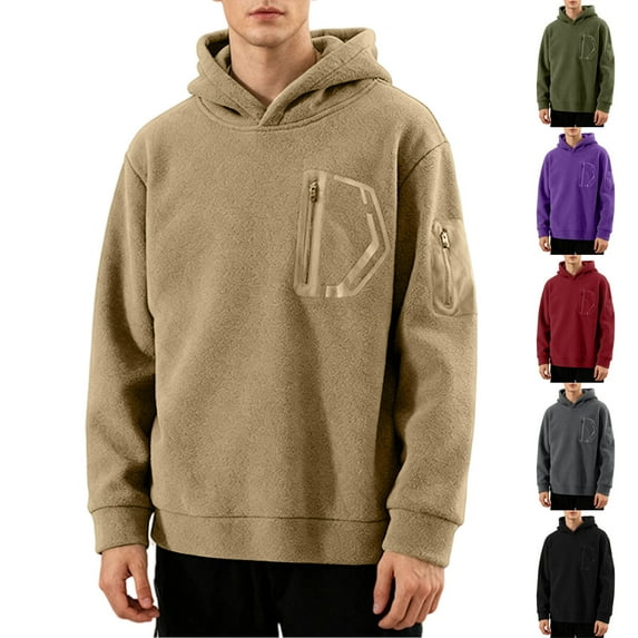 Eryao Men's Fleece Hoodies Warm Fuzzy Soft Long Sleeve Pullover Casual ...