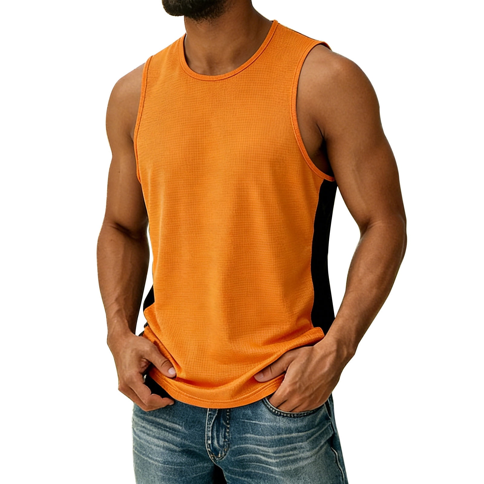 Eryao Men's Gym Fitness Sleeveless Tank Top Color Block Athletic ...