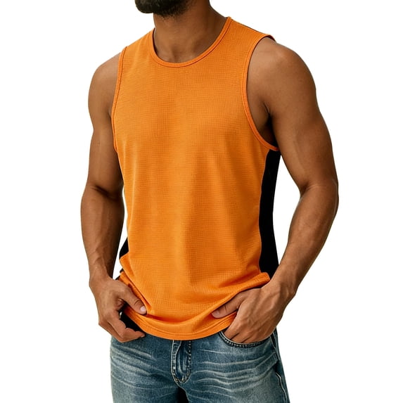 Eryao Men's Gym Fitness Sleeveless Tank Top Color Block Athletic ...