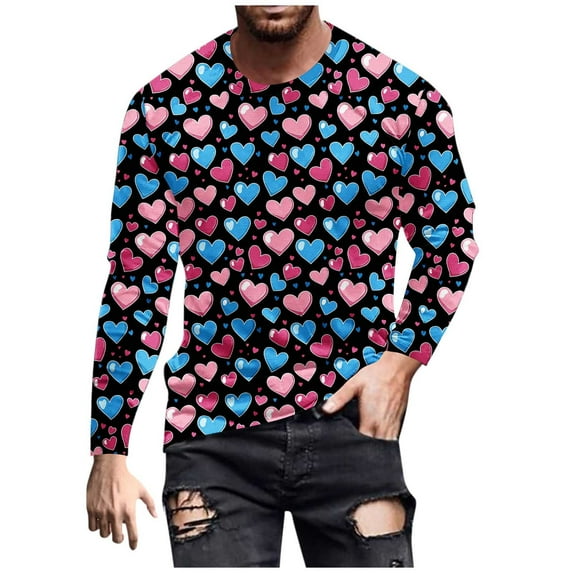 Eryao Men's Long Sleeve Valentine Shirts Big and Tall Funny Graphic ...