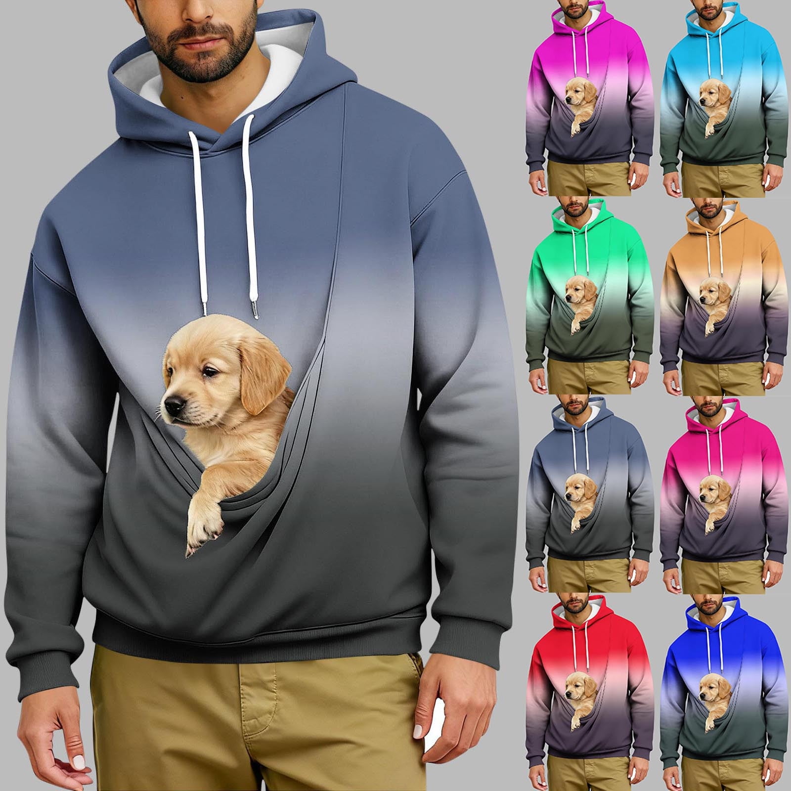 Eryao Men's Pet Carrier Hoodies Oversized Long Sleeve Sweatshirt with ...