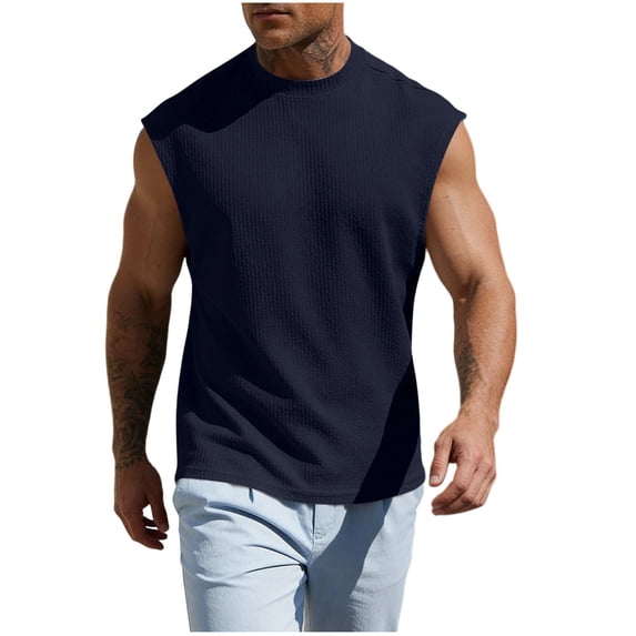 Eryao Men's Ribbed Knit Athletic Tank Tops Casual Crewneck Workout ...