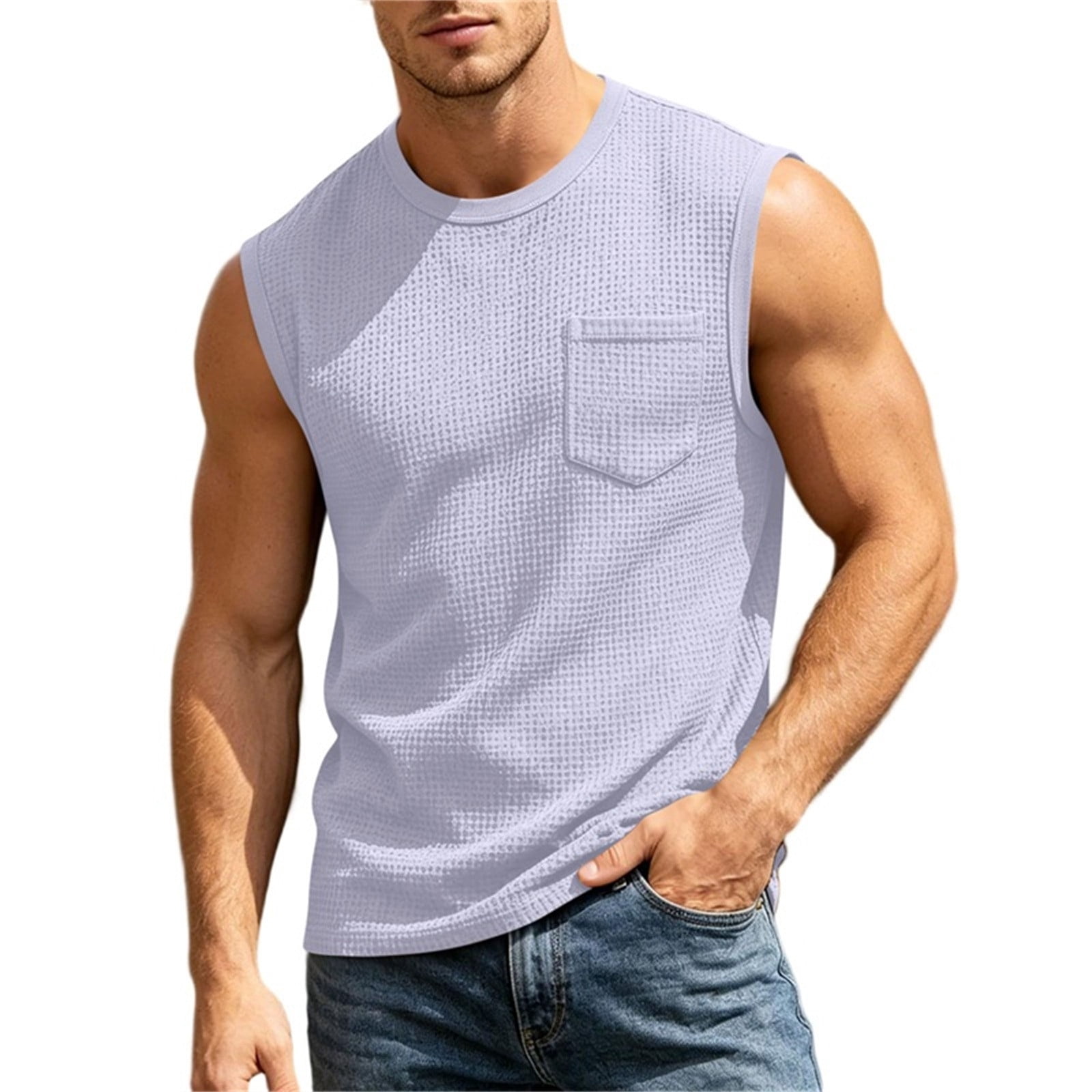 Eryao Men's Sleeveless Crew Neck Tank Tops Casual Workout Athletic ...