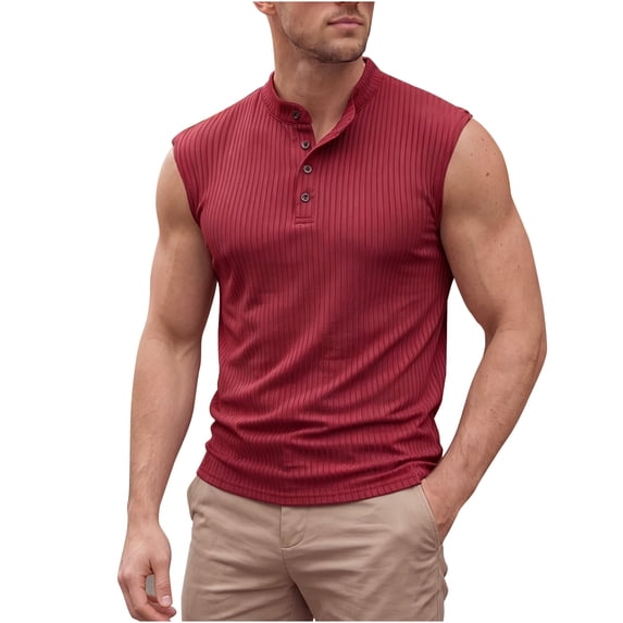 Eryao Mens Athletic Henley Tank Tops Ribbed Sleeveless Muscle Shirts ...