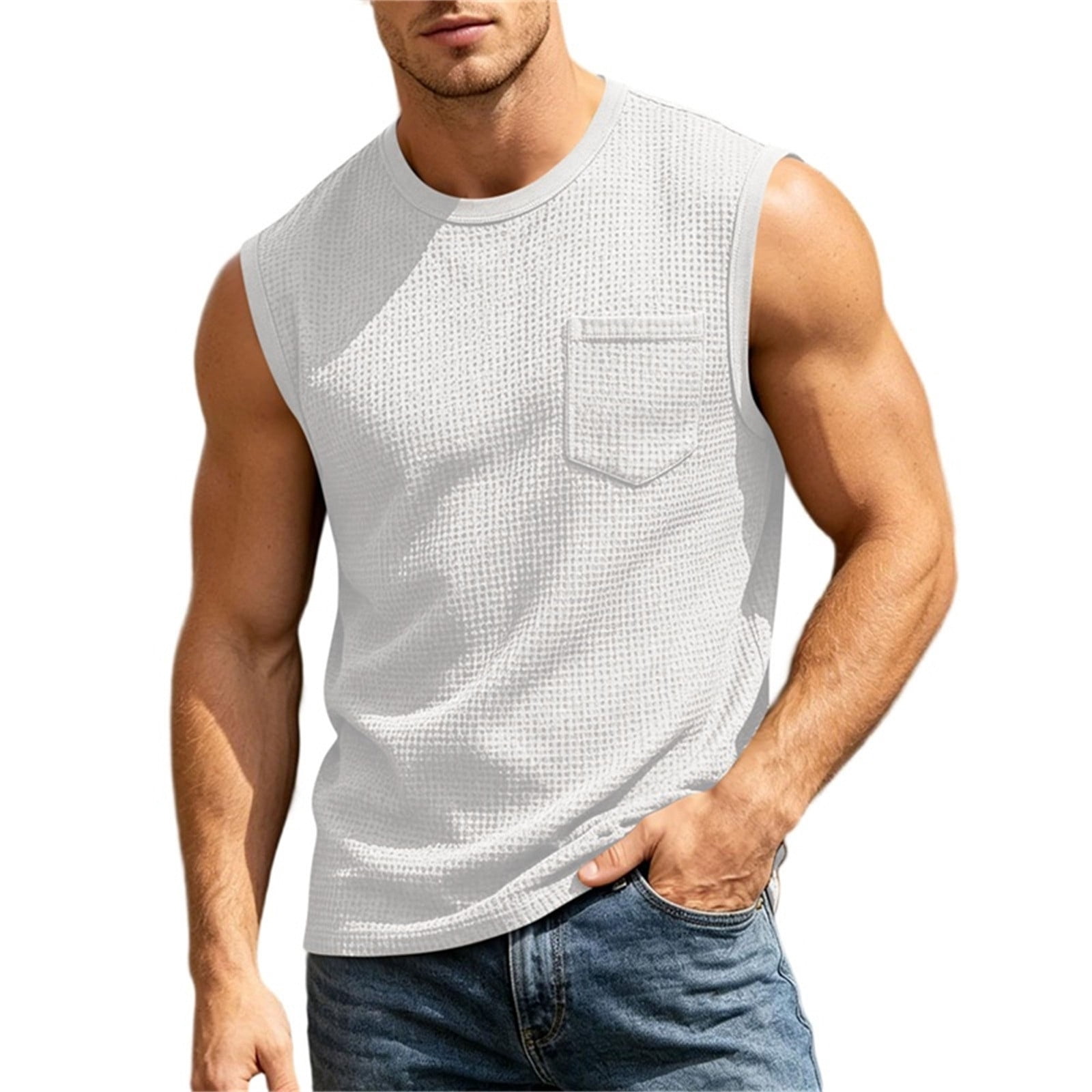 Eryao Mens Casual Muscle Tank Tops Crewneck Sleeveless Shirts ...