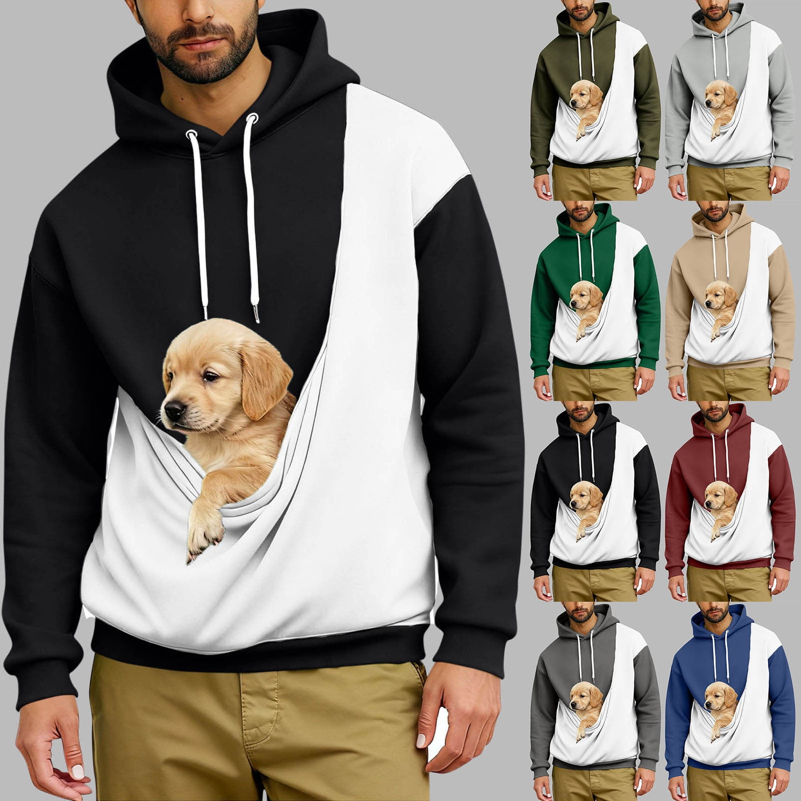 Eryao Mens Pet Pouch Hoodie Kangaroo Pocket Long Sleeve Sweatshirts ...