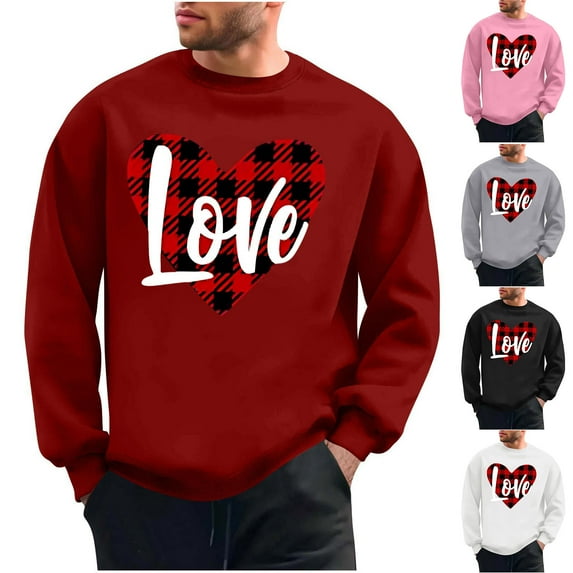 Eryao MensValentine's Day Sweatshirts Big and Tall Long Sleeve Round ...