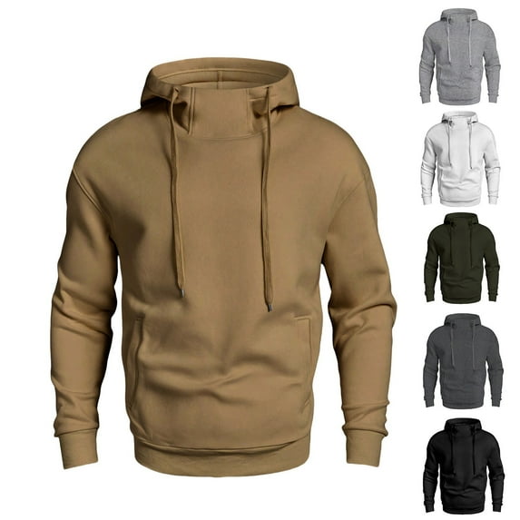 Eryao Mock Neck Hoodie Men Long Sleeve Drawstring Sweatshirt Oversized ...