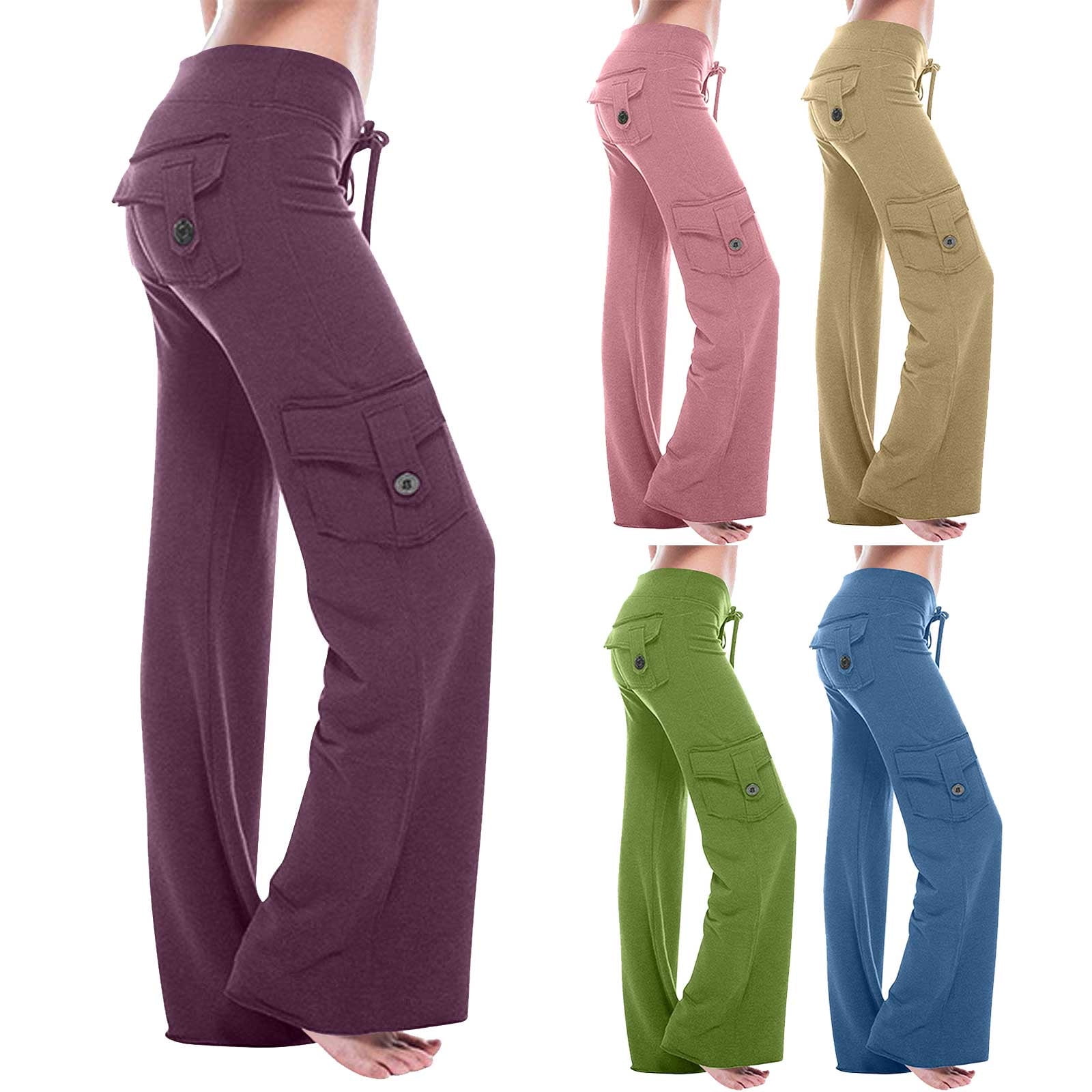 Eryao Plus Size Women's Cargo Pants with Pockets Elastic High Waisted ...