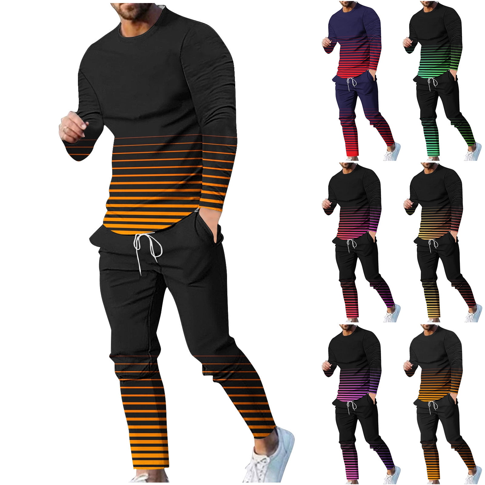 Eryao Prime Big Deal Days Mens Track Suits 2 Piece Set Long Sleeve Crew ...