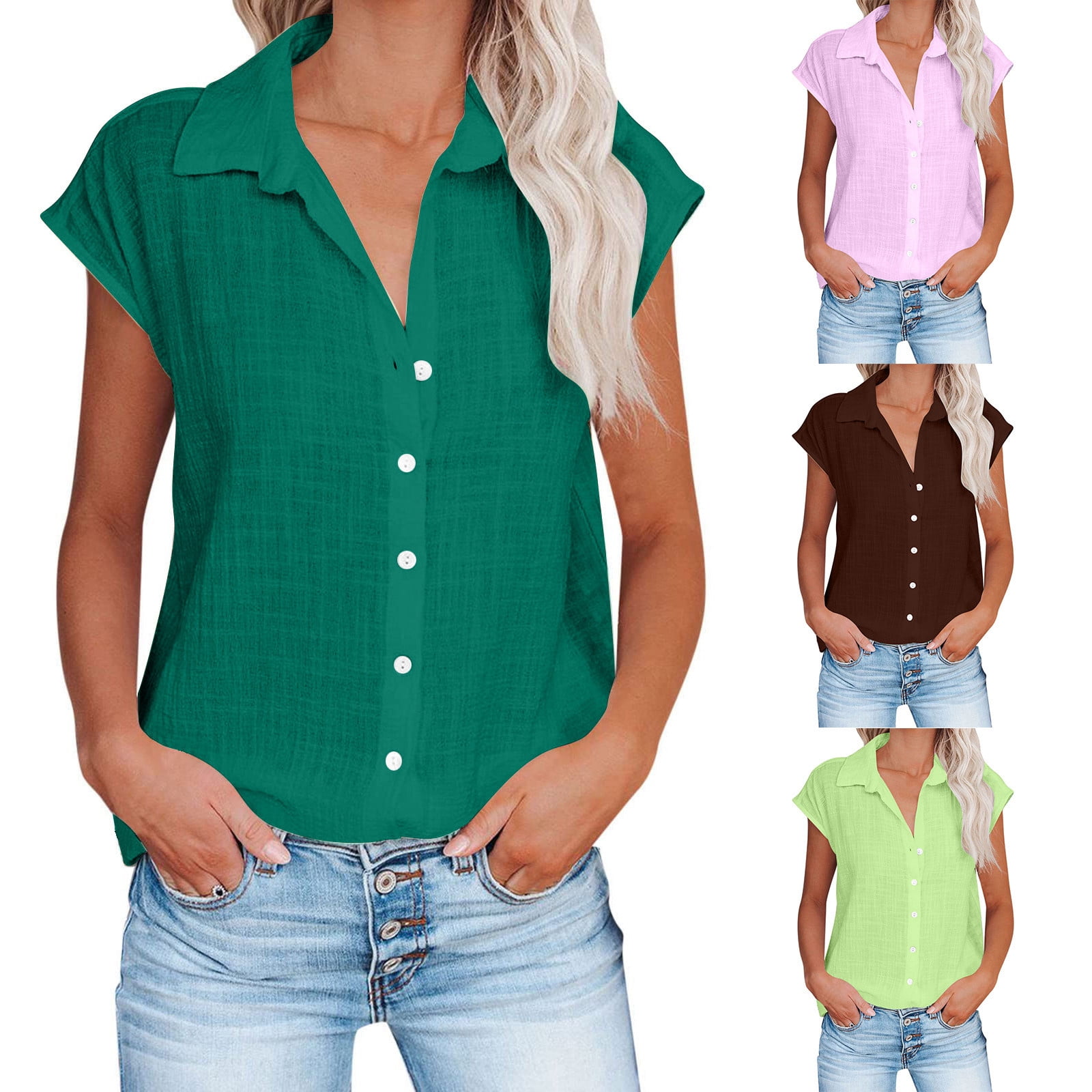 Eryao Prime Big Deal Days Women's Tank Tops 2024 Cotton Linen Shirts ...