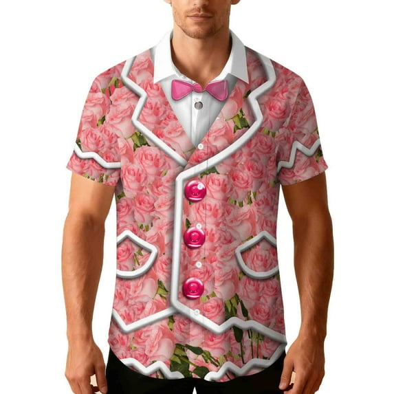 Eryao Valentine Hawaiian Shirts for Men Button Down Short Sleeve ...