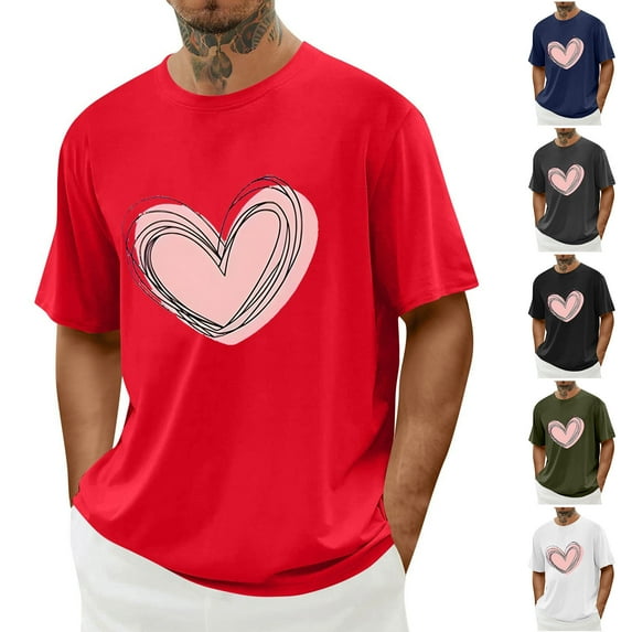 Eryao Valentine's Day Graphic Tees Men Short Sleeve Funny Round Neck ...