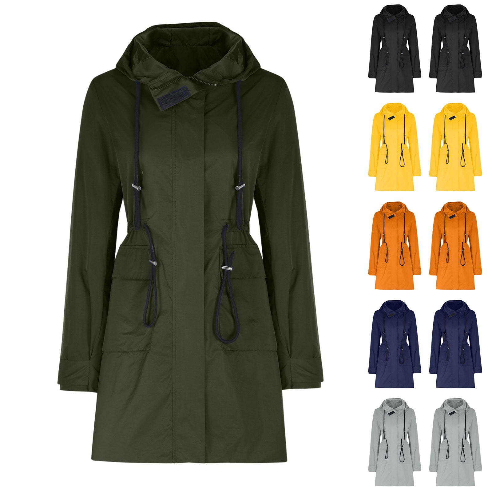 Eryao Womens Medium Length Hooded Coat Outdoor Waterproof Windproof ...