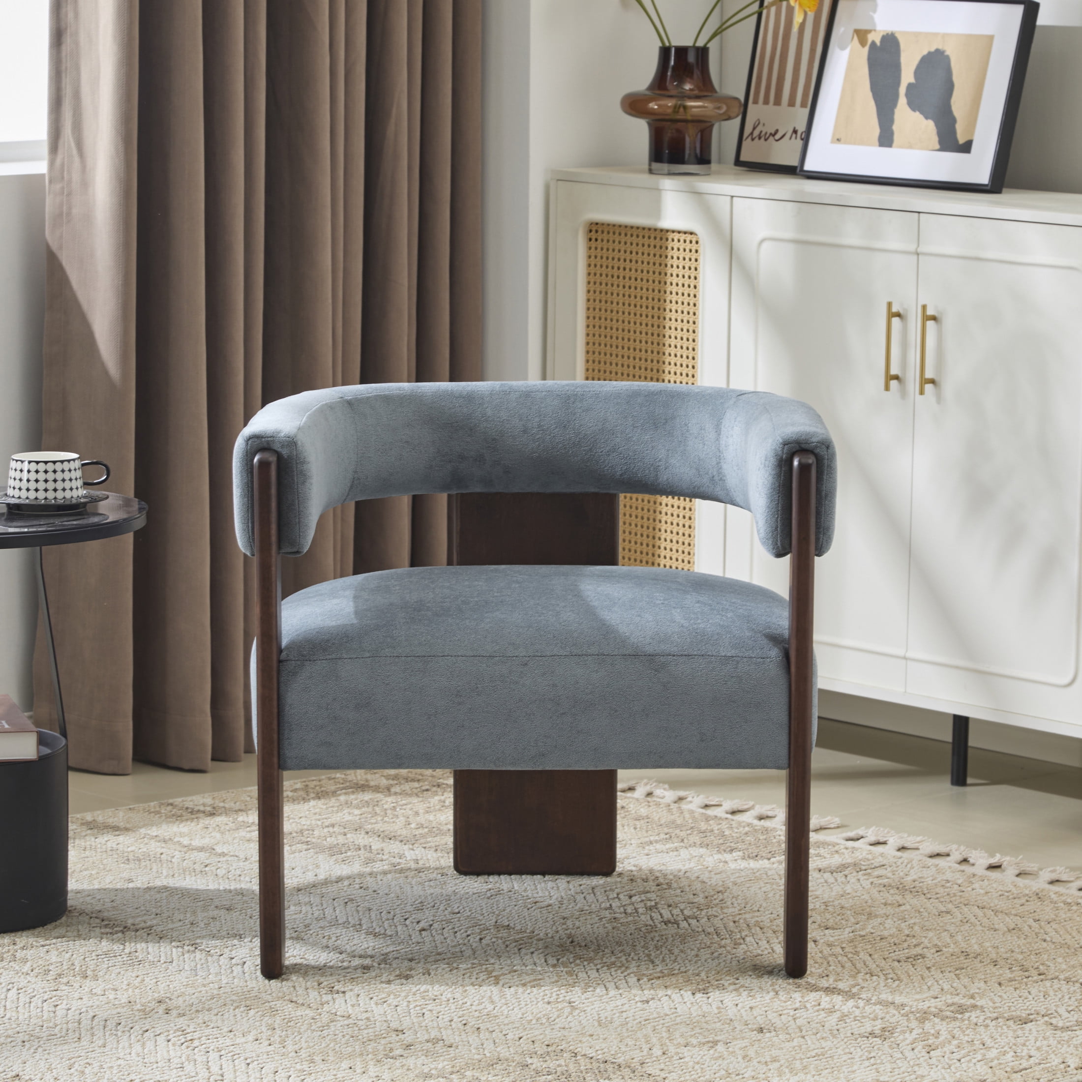 Eryndor Modern Velvet Upholstered Accent Arm Chair, Solid Wood Frame ...