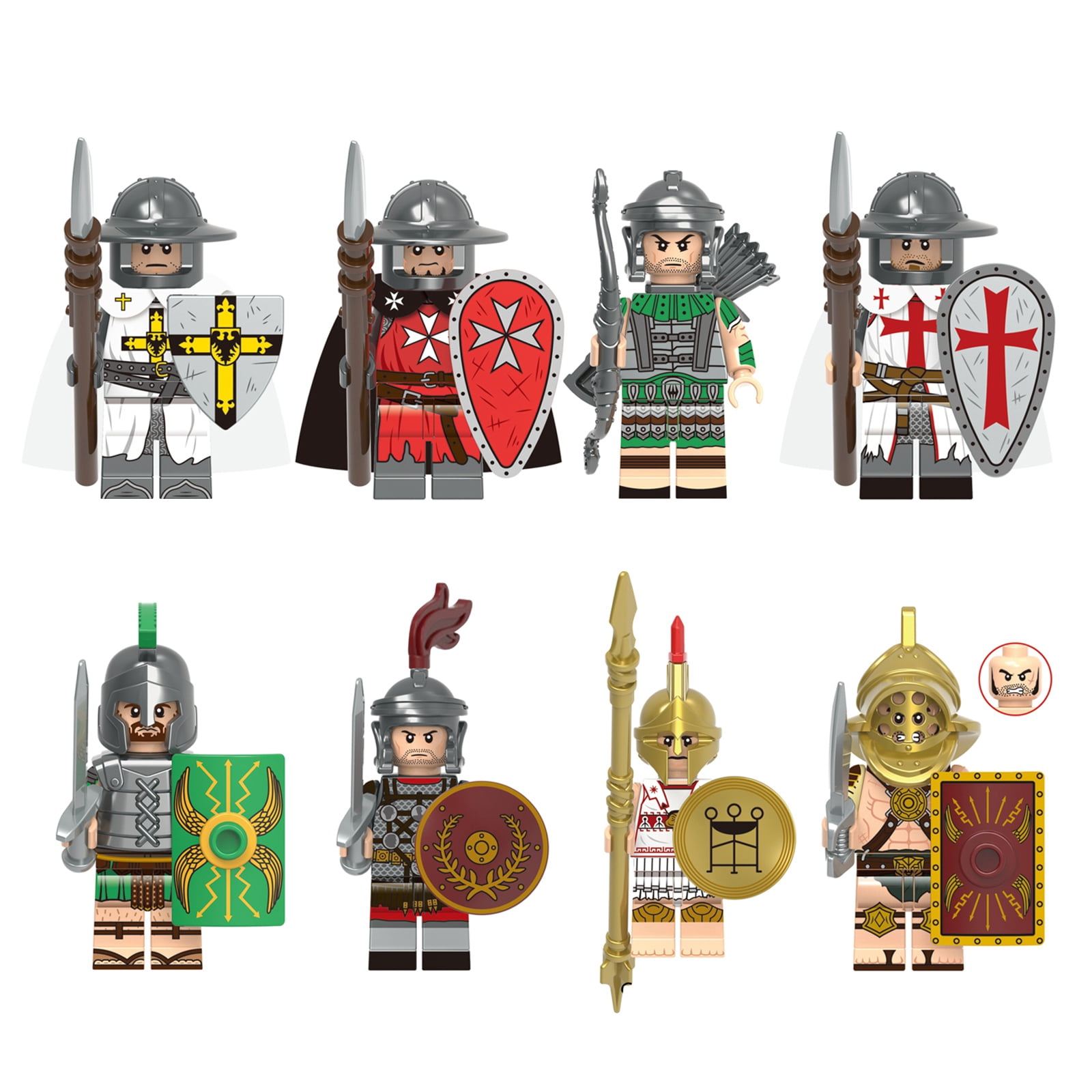 Eryofdh Minifigure - Medieval Knight Figurine Battle with Helmet/Shield ...