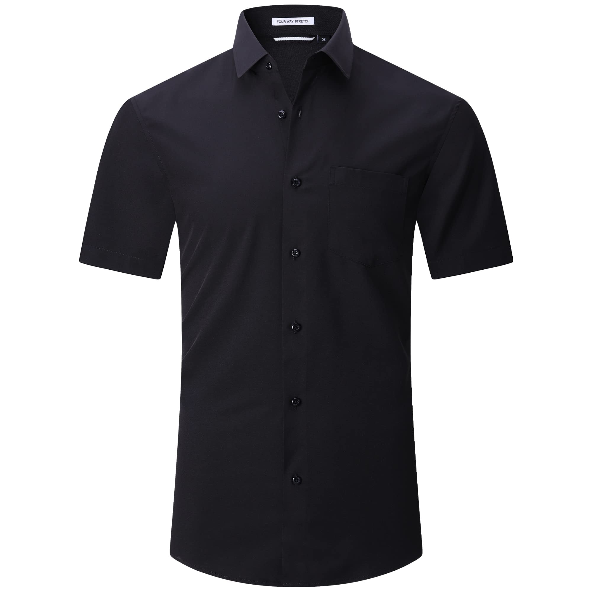 Esabel.C Mens Dress Shirts Wrinkle Free Short Sleeve Regular Fit Casual Button Down Shirts with ...