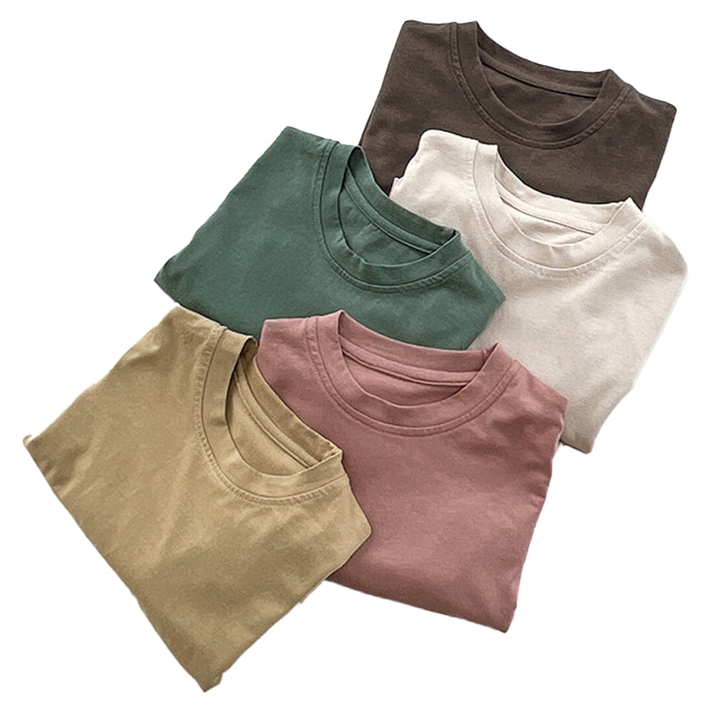 Esaierr 1-7Y Toddler Boys Girls Tees Solid Color Round Neck Tees for ...