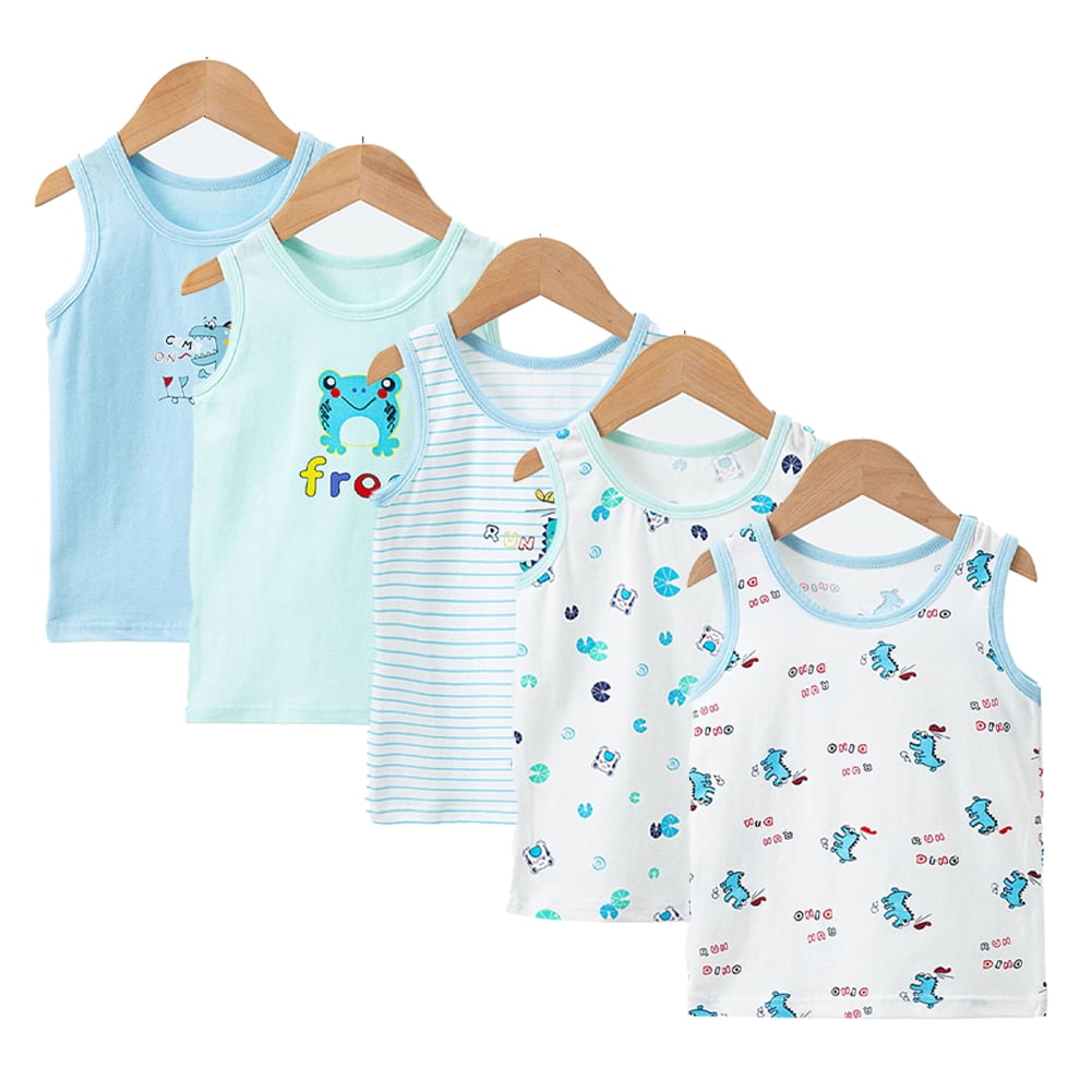 Esaierr 2-13Y Baby Boys Girls Tank Solid Color Cartoon Printing ...