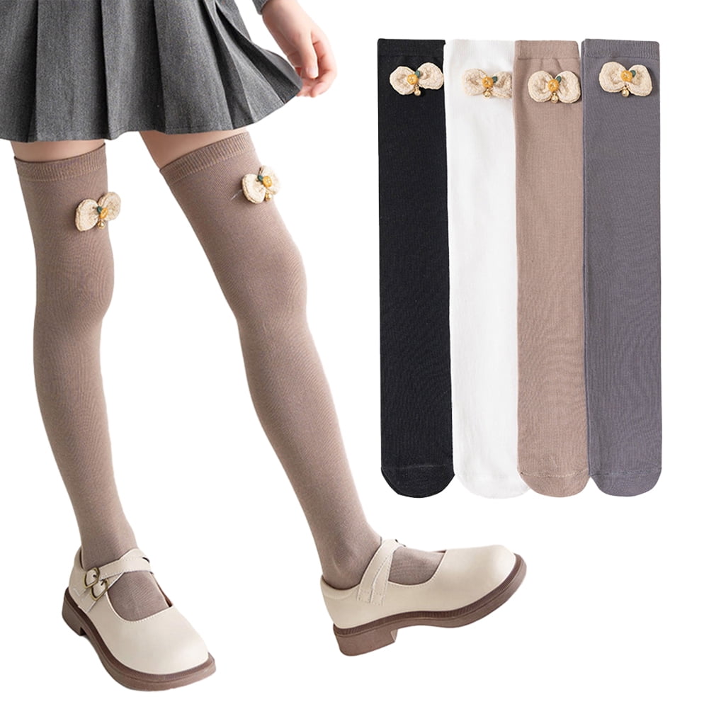 Esaierr 2 Pairs Kids Girls Long Socks Knee High Socks Toddler Cotton ...